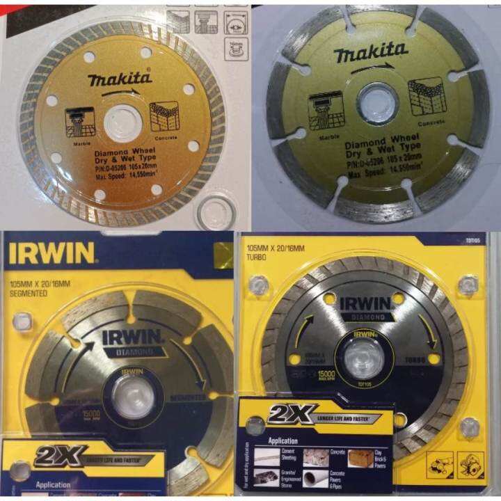 Makita and Irwin diamond cutting disc 4'' inches for tiles | Lazada PH