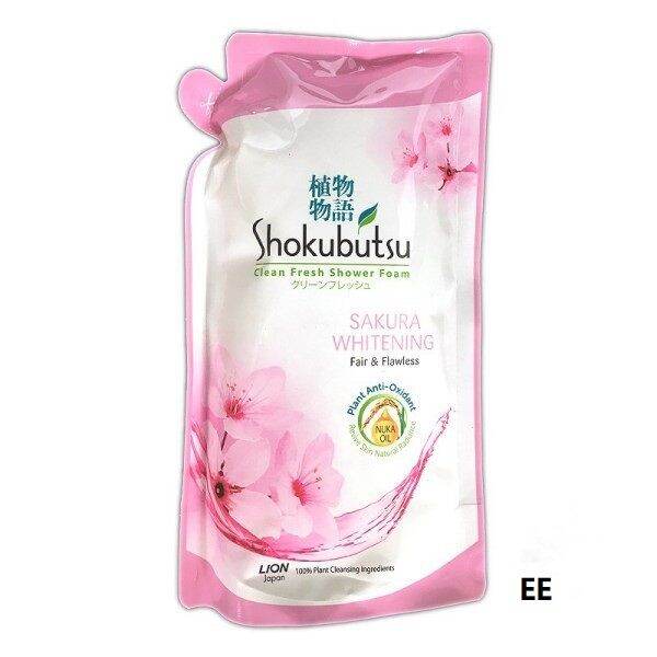 Shokubutsu Clean Fresh Shower Foam (Sakura Whitening) Refill Pack 550g ...