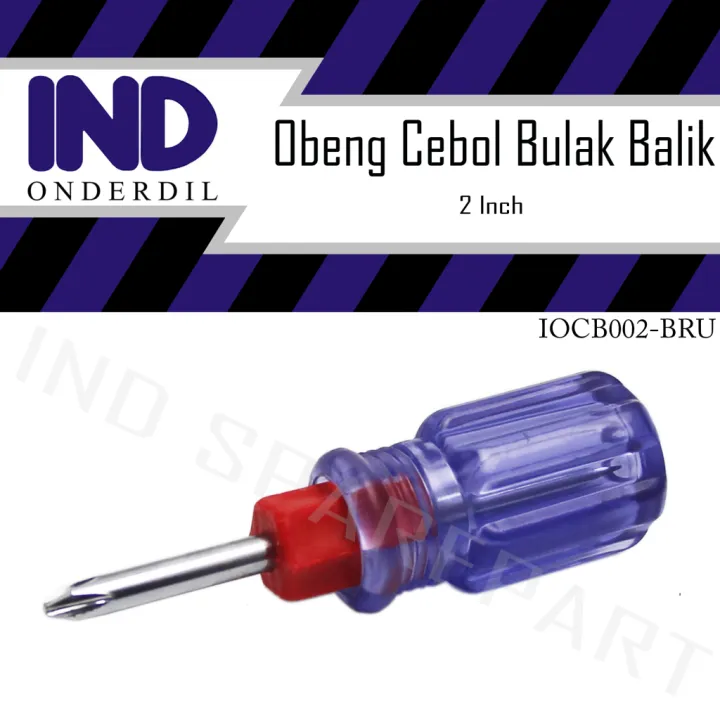 Obeng Cebol-Mini-Kecil-Stubby Bulak-Bolak Balik 2 Way-2Way 2 inch-In Plus-Minus Biru | Lazada ...