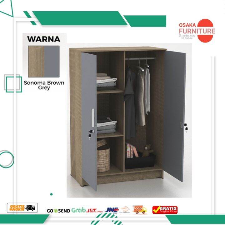 Osaka Lemari Kecil Minimalis / Almari Pakaian 2 Pintu | Lazada Indonesia