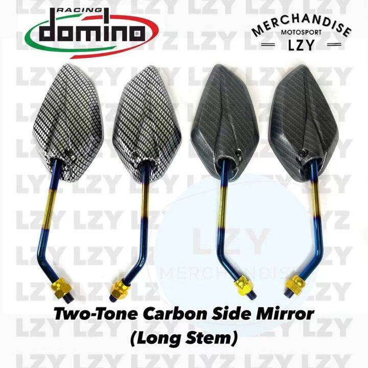 Domino 2Tone Carbon Titanium Long Stem Side Mirror for Motorcycle ...