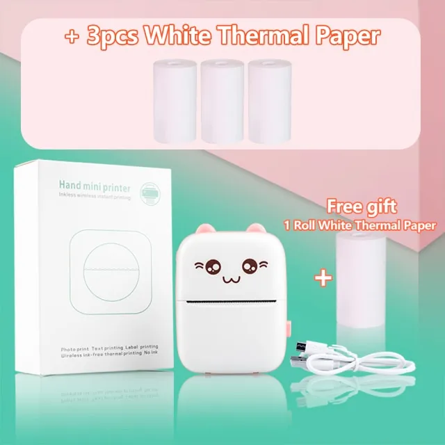 Portable Thermal Printer Paper Photo Pocket Cat Thermal Printer 57Mm ...
