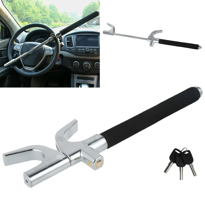 New Retractable Steering Wheel Lock with 3 Keys Car Steering Resistant ...
