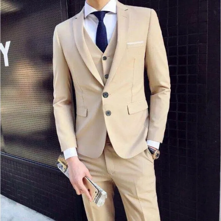 3 Piece Set Men Business Suit Formal Suits Wedding Suits | Lazada PH