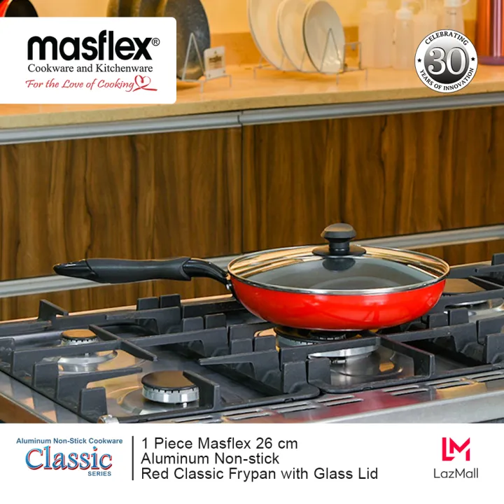 Masflex 26 cm Aluminum Non-stick Classic Frypan With Glass Lid ...