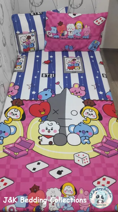 BT21/BTS DESIGN 3 in 1 PREMIUM CANADIAN COTTON BEDSHEET / KUMOT ONLY ...
