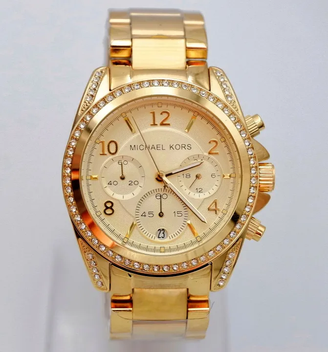 MK Michael Kors Golden Blair Glitz MK5166 (Gold) Stainless Steel Strap ...