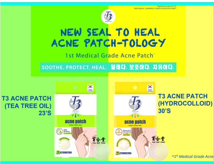 T3 ACNE PATCH 30'S (HYDROCOLLOID) | T3 ACNE PATCH 23'S (TEA TREE OIL ...