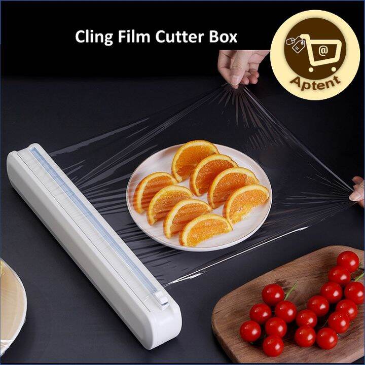 Plastic Wrap Dispenser Box Cling Film Food Wrap Cutter Storage Holder ...