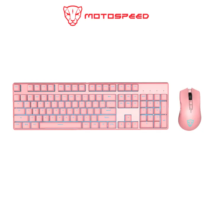 Motospeed CK700 Zeus Optical Switch, Ice Blue Backlit Keyboard Mouse Combo-Pink Color(Waterproof ...