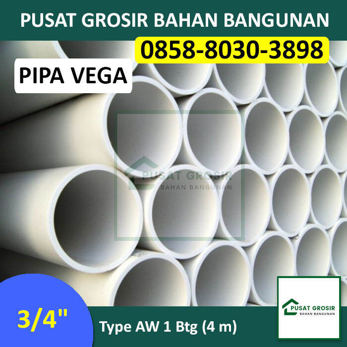 Pipa Pvc 3 4 Aw Merek Vega 3 4inch Aw Per Batang 4m Lazada Indonesia