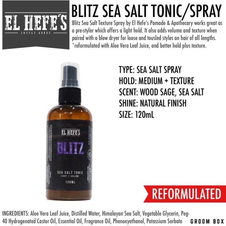 (Reformulated) EL HEFE’s Blitz Sea Salt Texture Tonic/Spray [GROOM BOX ...