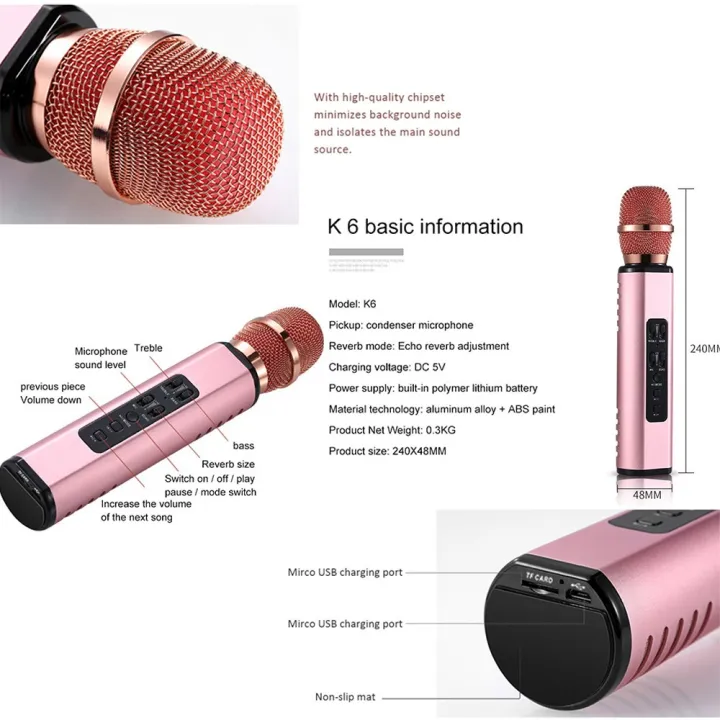 Original Bluetooth Handheld Microphone Karaoke High Quality Speaker Mic ...