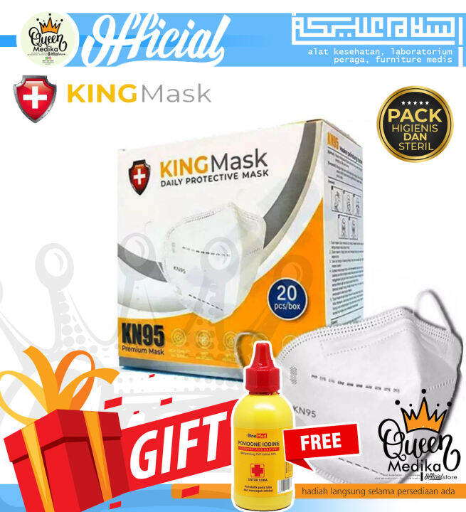 MASKER KING MASK KN95 / KEMENKES NO MEDIS / KN95 PUTIH / 20 PCS ...