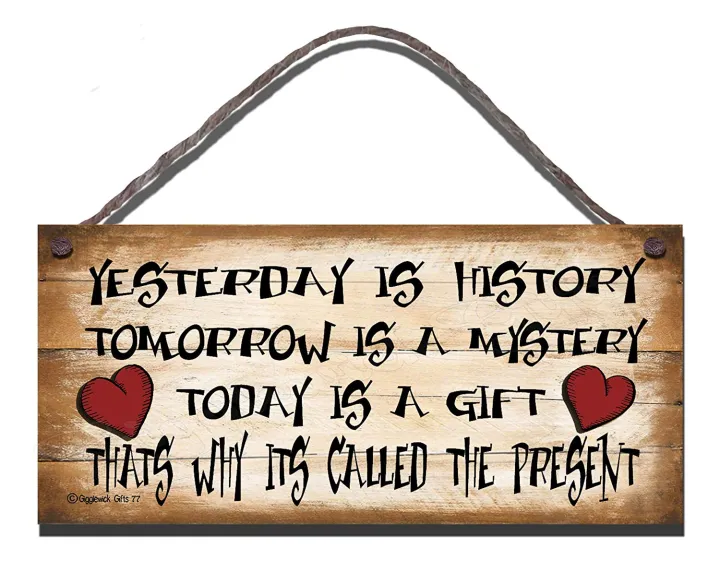 Shabby Chic Wooden Funny Sign Wall Plaque Yesterday is History Tomorrow ...