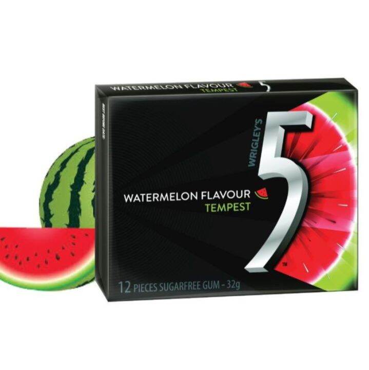 10x【Wrigley's 5 Watermelon Tempest Sugar Free Gum 12's】Refreshing ...