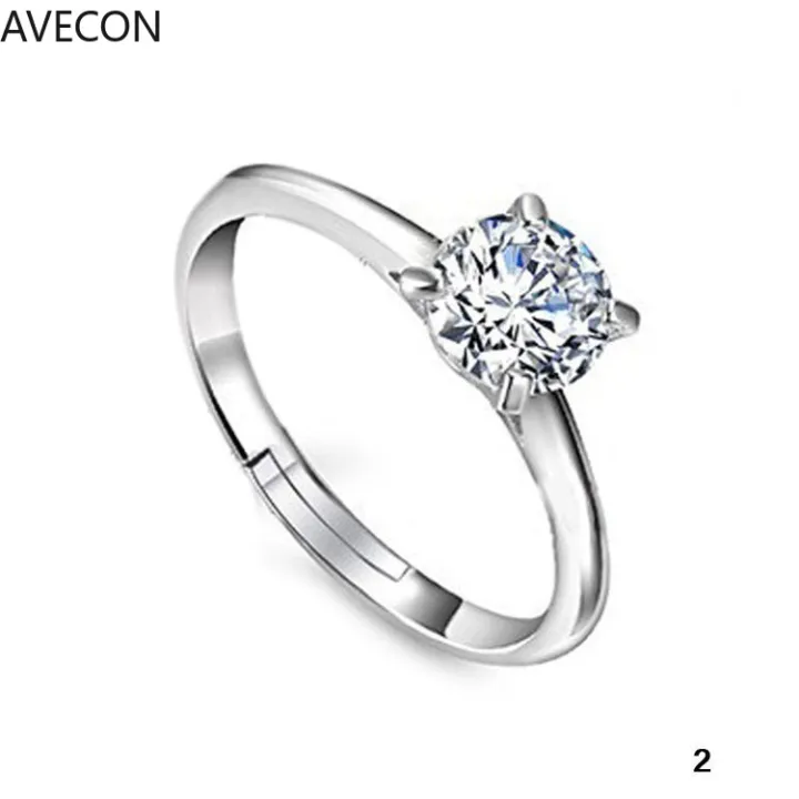 AVECON ใหม่925เงินสเตอร์ลิงสี่เขี้ยว Rhinestones เปิดแหวนคู่ปรับได้ | Lazada.co.th