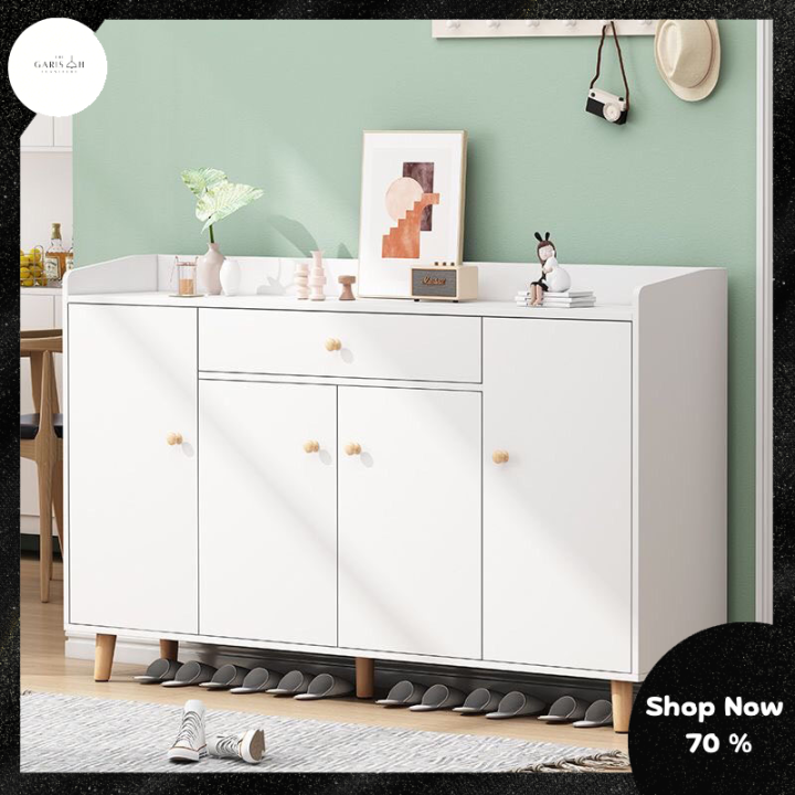 🌟Garish Furniture🌟ตู้เก็บรองเท้า ชั้นวางรองเท้า ตู้ไม้สีขาว 3ni1 ดีไซน์ ...
