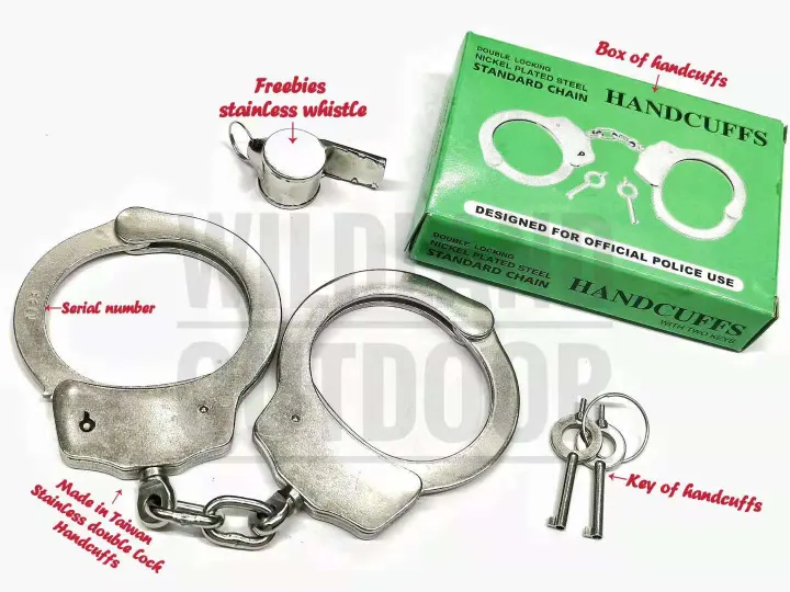 WildOutdoor taiwan made double lock stainless steel handcuff with ...