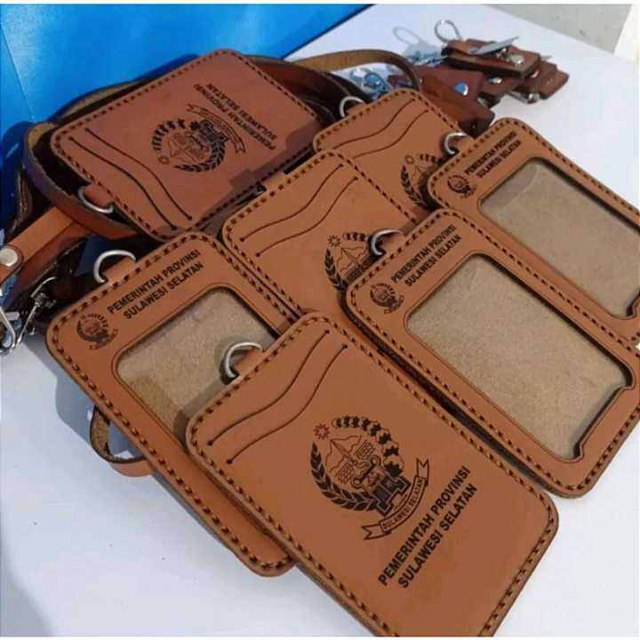 NAME TAG ID CARD HOLDER KULIT COSTUM PREMIUM - NAME TAG KULIS SAPI - ID ...