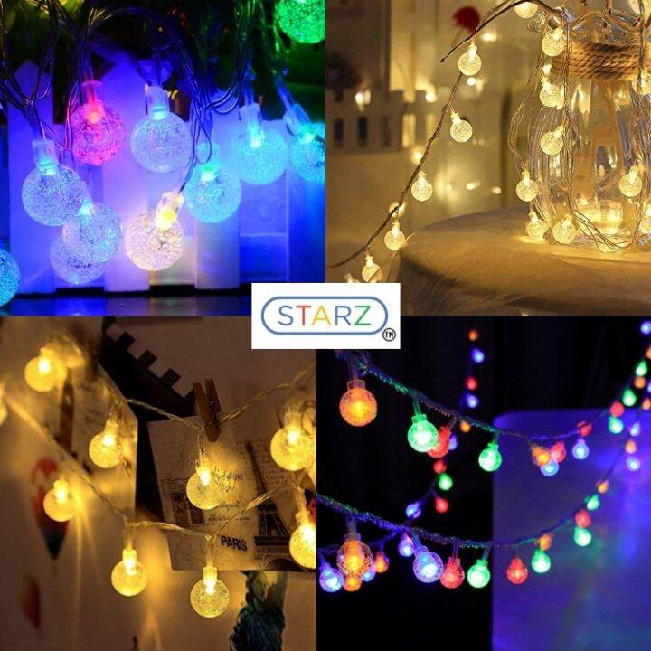 [ STARZ ] 5 Meters 50 Clear Crystal Balls Battery Operated Led Fairy ...