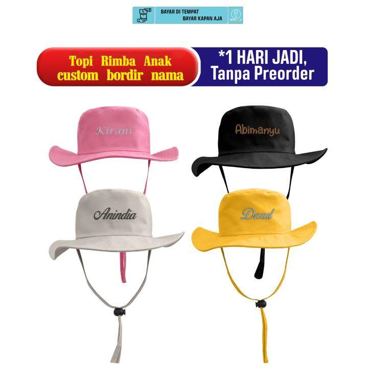 TOPI RIMBA BORDIR NAMA ANAK TOPI CUSTOM BORDIR NAMA ANAK & BAYI LUCU ...