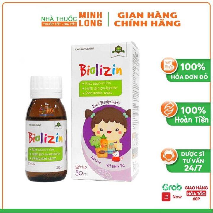 Biolizin Kẽm hữu cơ Lysine và B6 giúp bé ăn ngon tăng đề kháng lọ 50 ml ...