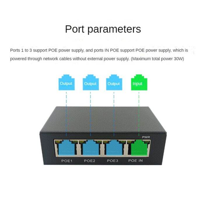 1 Piece 4 Port Gigabit POE Extender 100/1000M Network Switch Extender Metal IEEE802.3Af/At Plug ...