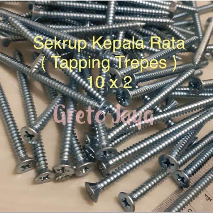 ( 10x2 50bj 5cm ) Sekrup Trepes 5 cm Aluminium Skrup Tapping 2” FH ...