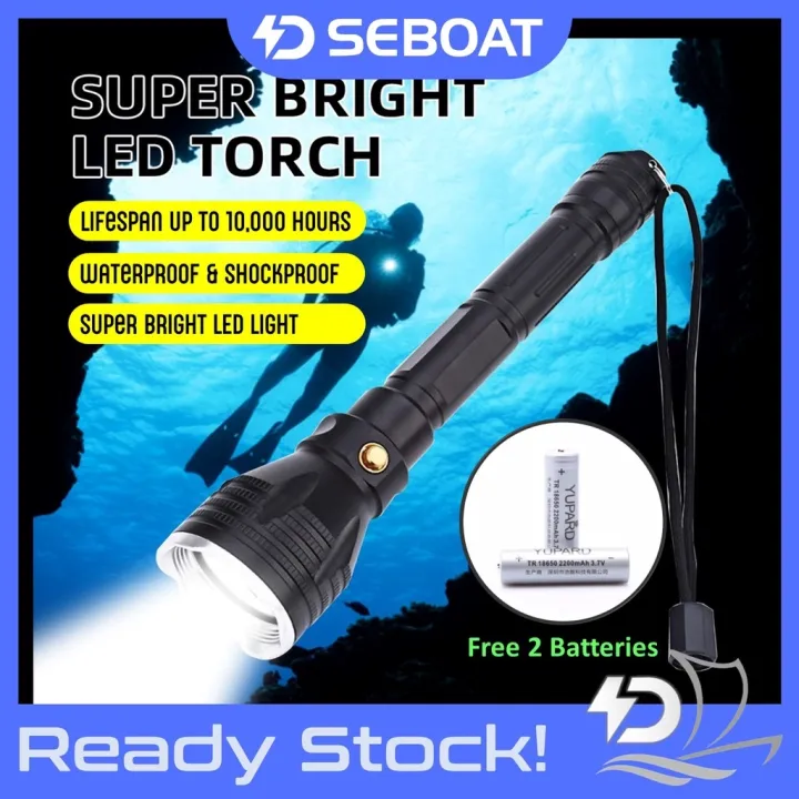 Original 1200LM Diving Flashlight Underwater Waterproof Rechargeable ...