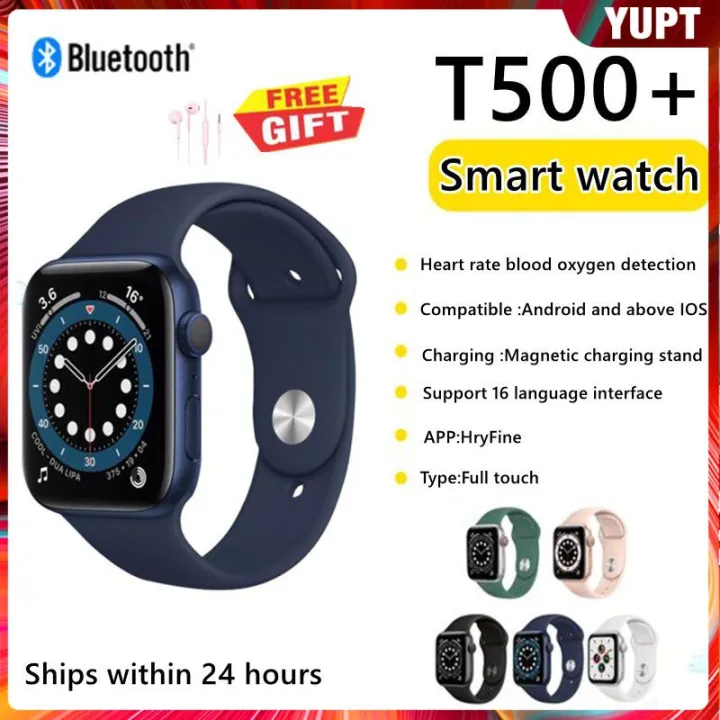 【หูฟังฟรี】สมาร์ทวอทช์ T500 + (แอป Hryfine) 1.75นิ้วสามารถพูดคุยกันน้ำ ...