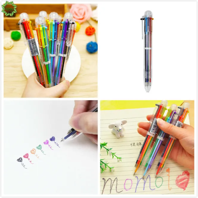 sanhe Simple 6 Color Ballpoint Pen Transparent Stationery Multicolor ...