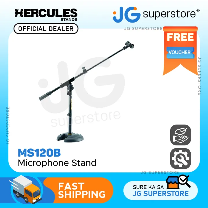 Hercules Low Profile H-Base Microphone Stand with Short Telescopic Boom ...