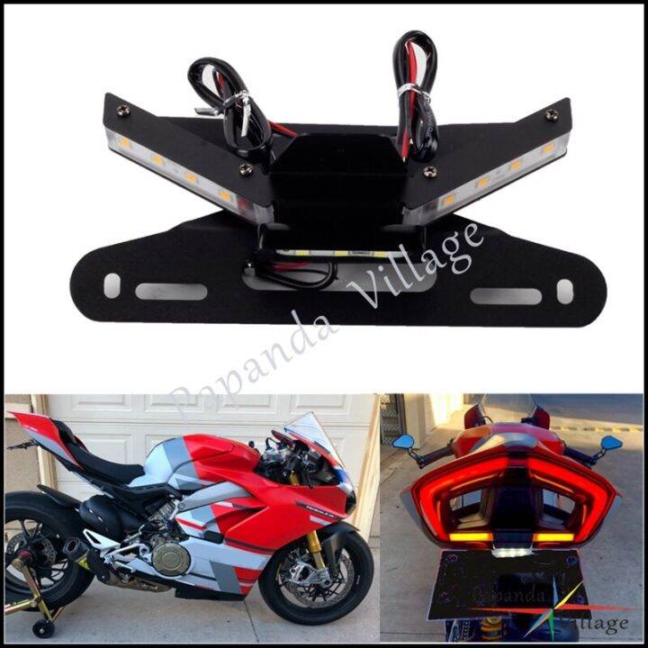 Motorcycle Registration Plate Holder Bracket Tail Tidy W/ LED Light For ...