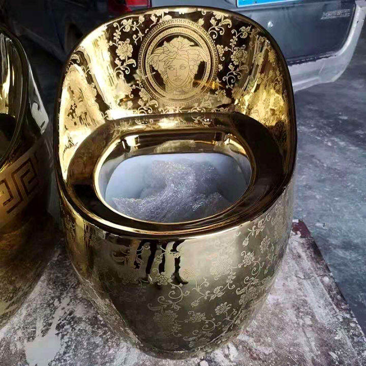 Toilet Bowl Gold Tornado Flush Egg Toilet Bathroom Versace Gold Toilet ...