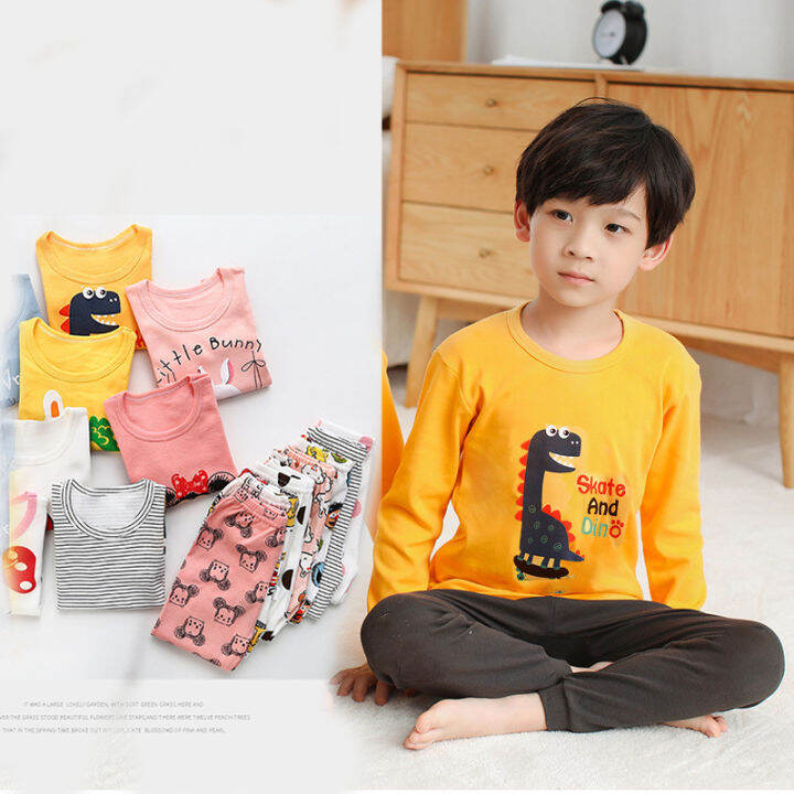 YA ZHOU ยาวชุดนอนเด็ก,ชุดเสื้อผ้าฤดูใบไม้ร่วงและกางเกงขายาวสองชิ้นพิมพ์ ...