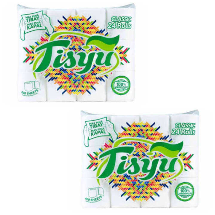Tisyu Bathroom Tissue Classic 400 Sheets 2 Ply 24 Rolls by 2 Packs ( 48 ...