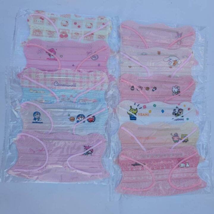 แมส VShape (10ชิ้น) แมสการ์ตูนแมสผู้ใหญ่ แมสแบบใช้แล้วทิ้ง ซานริโอ น่ารัก หนา 3 ชั้น | Lazada.co.th