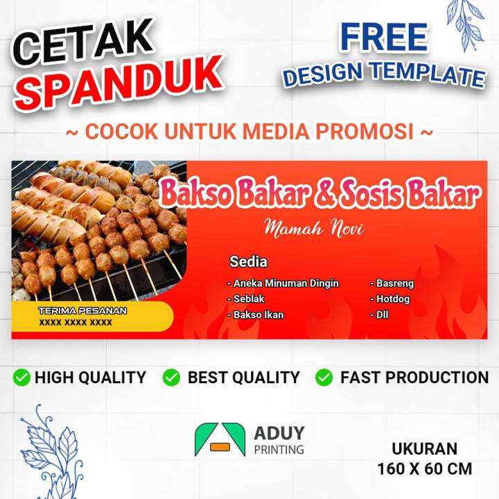 Banner Spanduk Bakso Bakar & Sosis Bakar Ukuran 160x60 Bisa Kustom ...