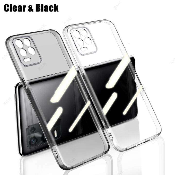 【ใสและดำ】สำหรับ Realme 8 5G RMX3241 6.5นิ้วเข้ารูปพอดีใสยืดหยุ่นด้านใน ...