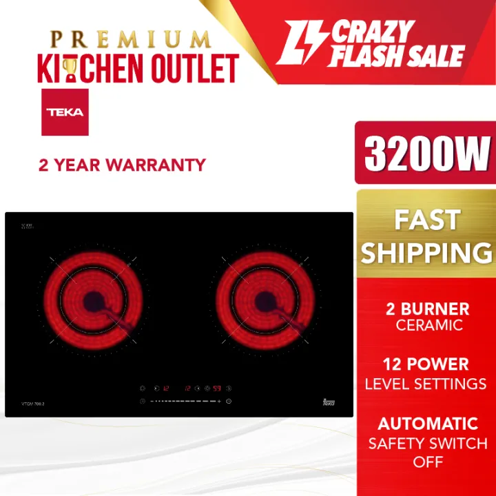 Teka VTCM 700.3 3200W 15 AMP 2-Cooking Zones Built In Ceramic Hob ...