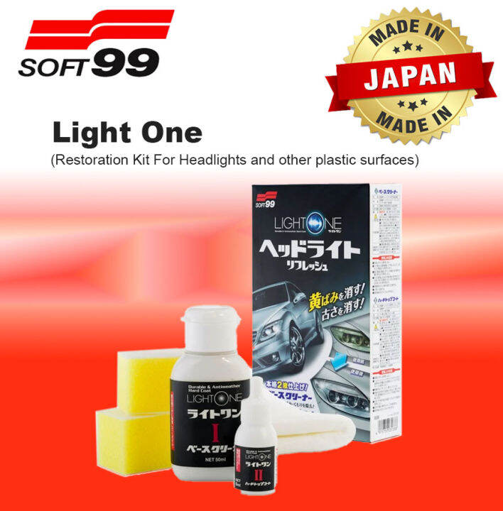 Headlights Restoration Kit Soft99 Light One Headlights and other plastic surfaces restoration ...