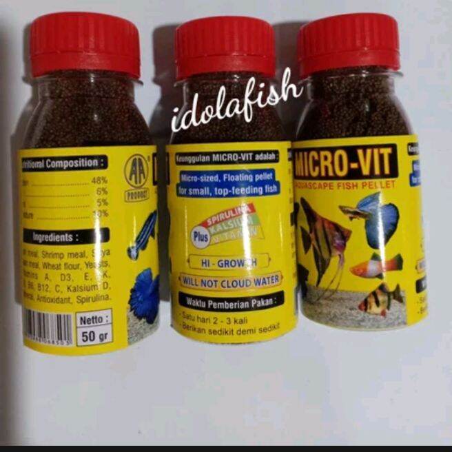 pelet microvit 50gram pakan ikan kecil aquascape atau aquarium | Lazada ...