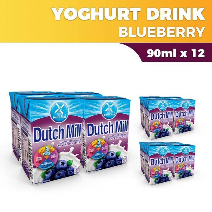 Dutch Mill Yoghurt Drink Blueberry Juice 90ml x 12 | Lazada PH