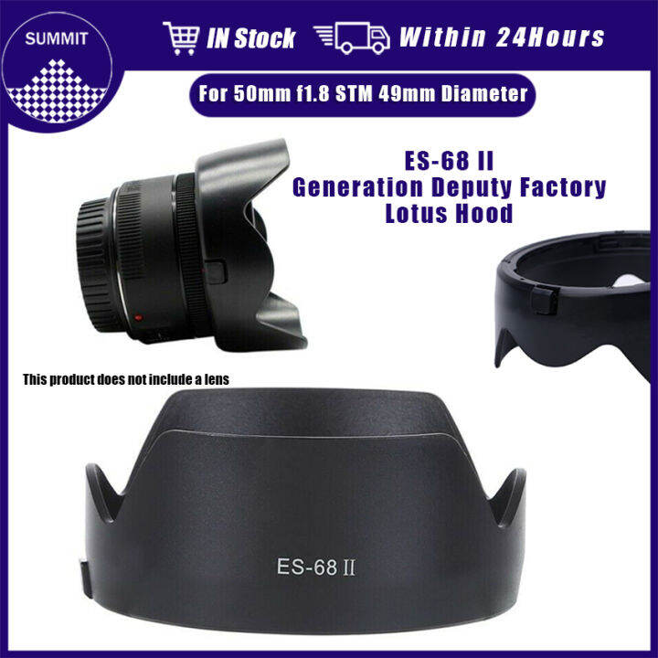 Black Lotus Cannon ES68 EF 50mm f/1.8 STM Lens Hood Snap-on Screwed Plastic Camera Lens Hood For ...