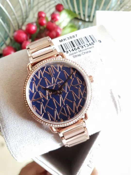 Limited Edition Michael Kors MK3887 Portia MK Logo Detail in Blue Dial ...