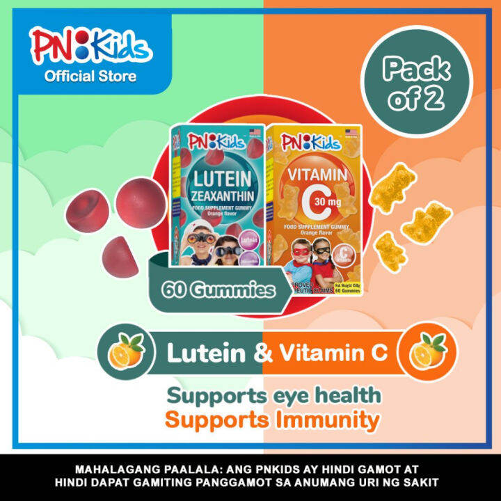 PNKids Multivitamins for Kids 60 pcs Pack of 2 Gummies 1 Lutein ...