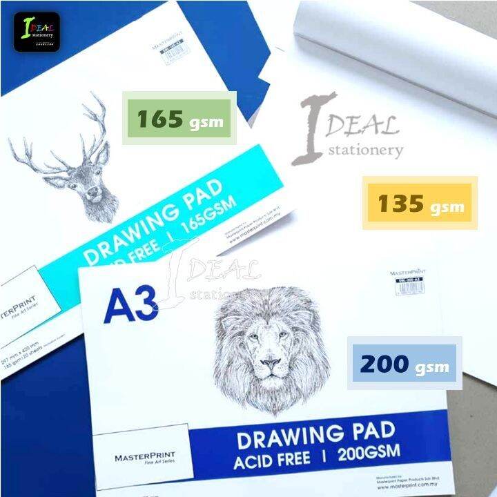 Masterprint • A3 Drawing Pad 135/ 165/ 200GSM DBL135-A3 / DBL165-A3 ...