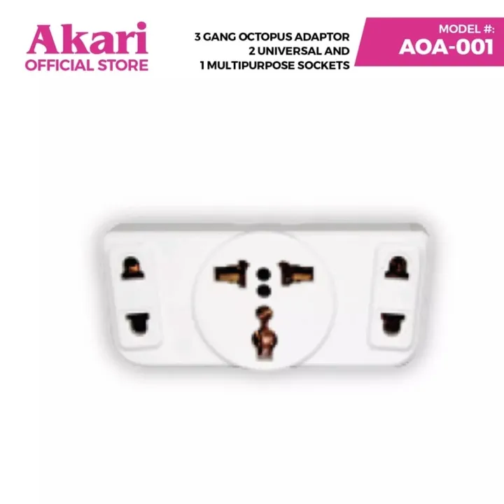 Electronic Pr. Akari 3 Gang Octopus Adaptor 2 Universal and 1 Multipurpose Sockets (AOA-001 ...