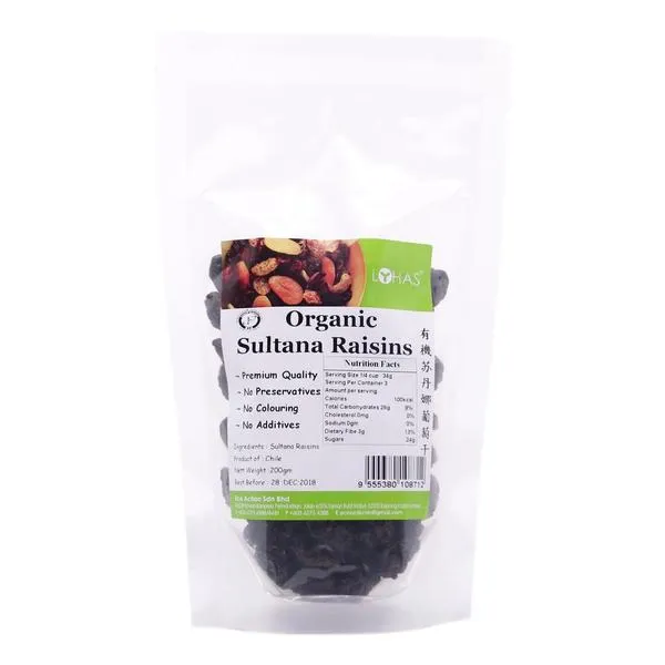 Lohas Organic Sultana Raisins 200g / Lohas Organic Monukka Raisins 200g ...